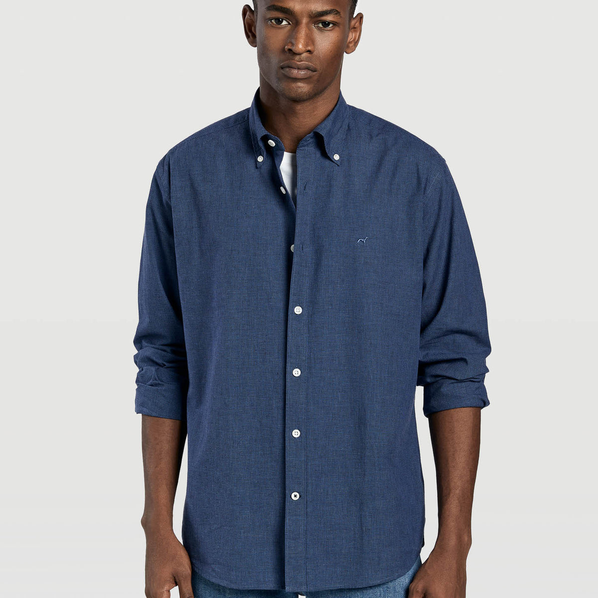 Regular fit special edition cotton-linen blend small checks shirt ...