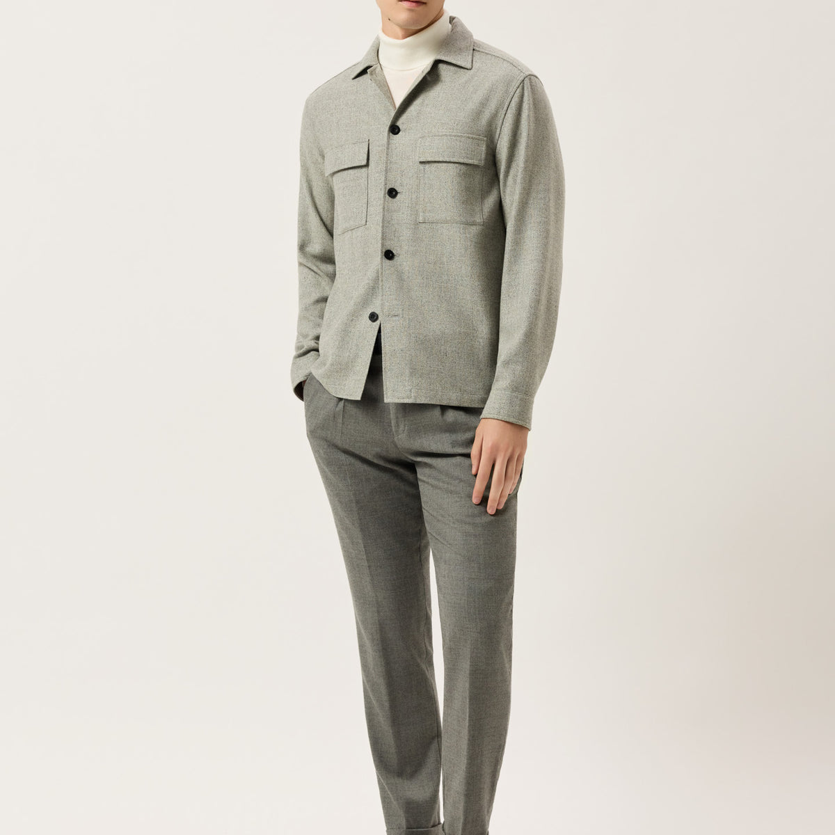 Comfort Wool Flannel Overshirt With Patch Pockets – Sacoor Brothers