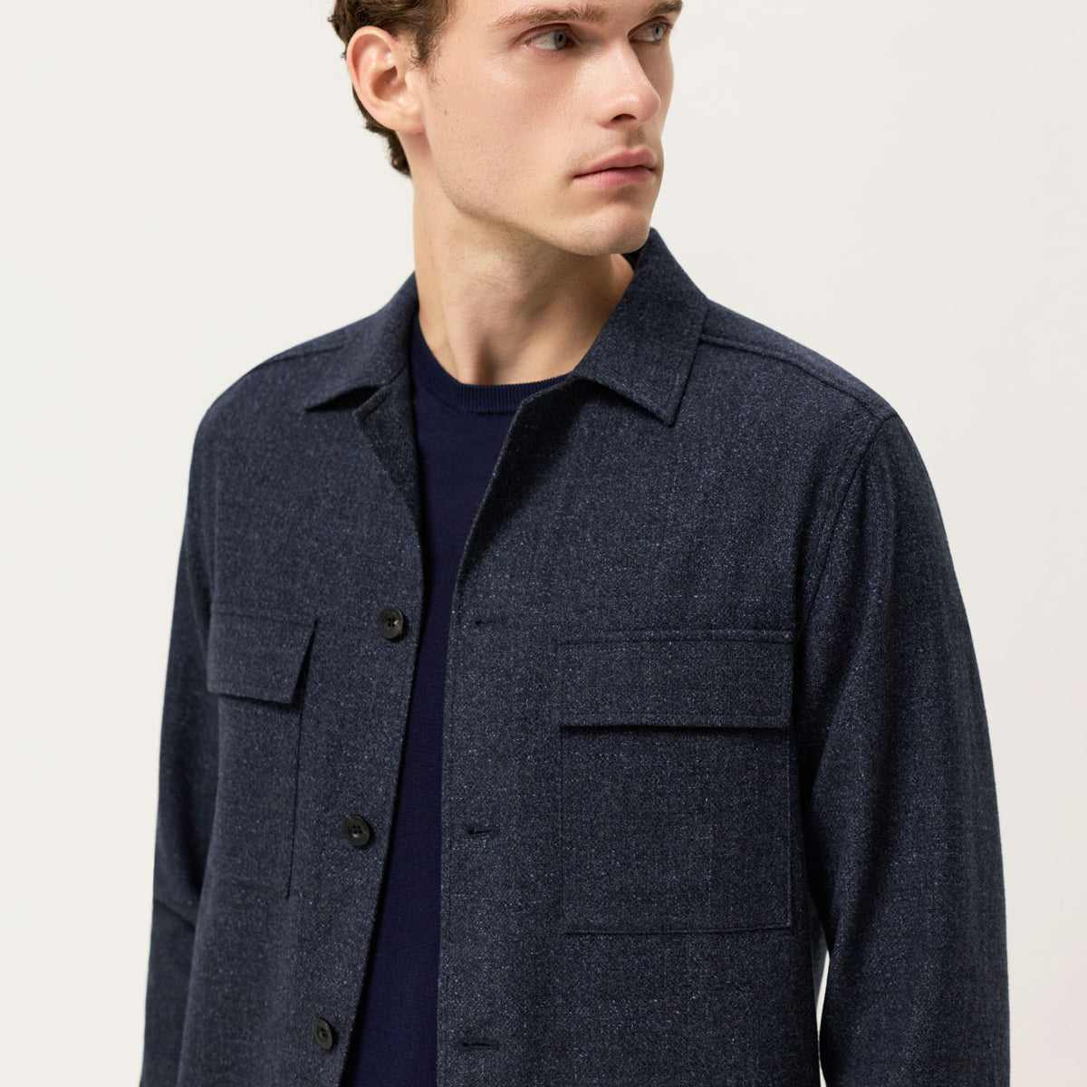 Comfort Wool Flannel Overshirt With Patch Pockets – Sacoor Brothers