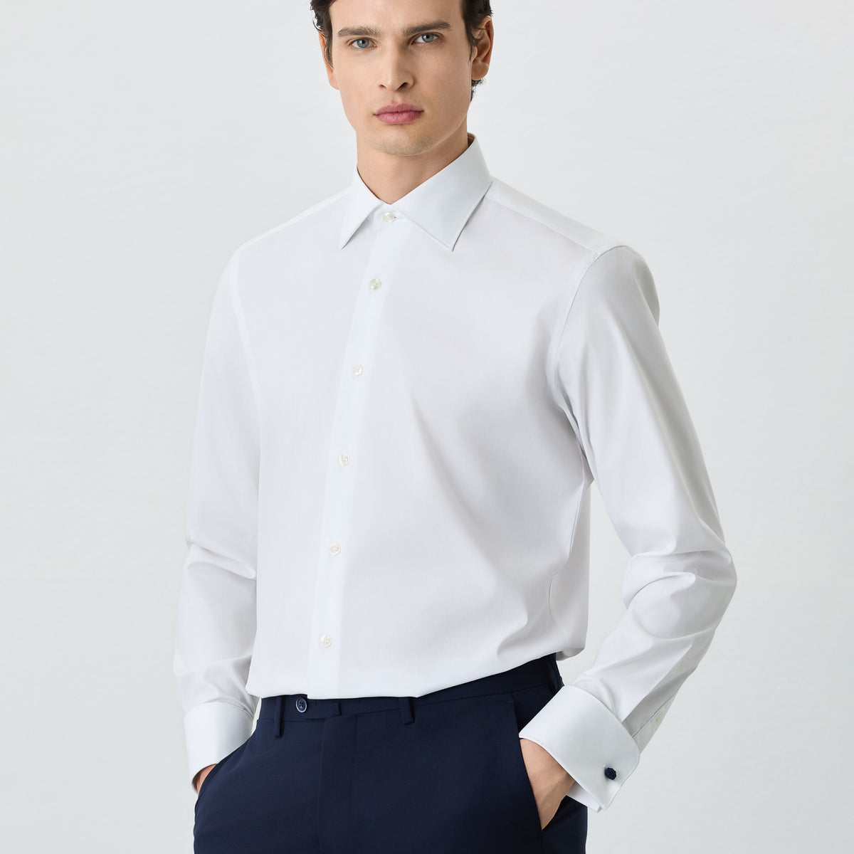Regular Fit Shirt With Oxford Collar In Cotton Blend – Sacoor Brothers