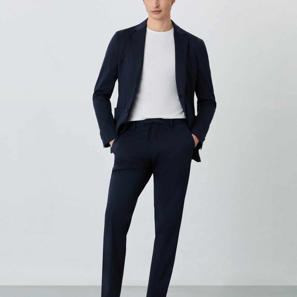 Jersey Suit Trousers With Coin Pocket In Stretch Blend – Sacoor Brothers